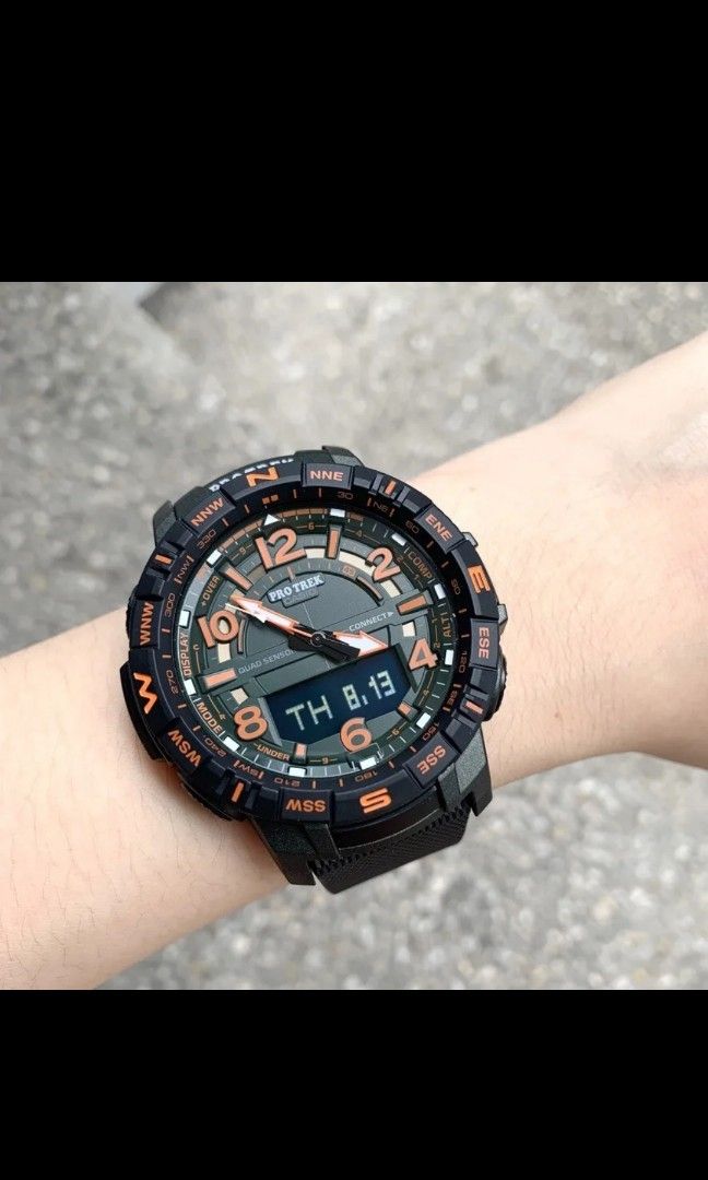 Casio Pro Trek * PRTB50FE-3 Quad Sensor Bluetooth Smartphone Link Watch ...