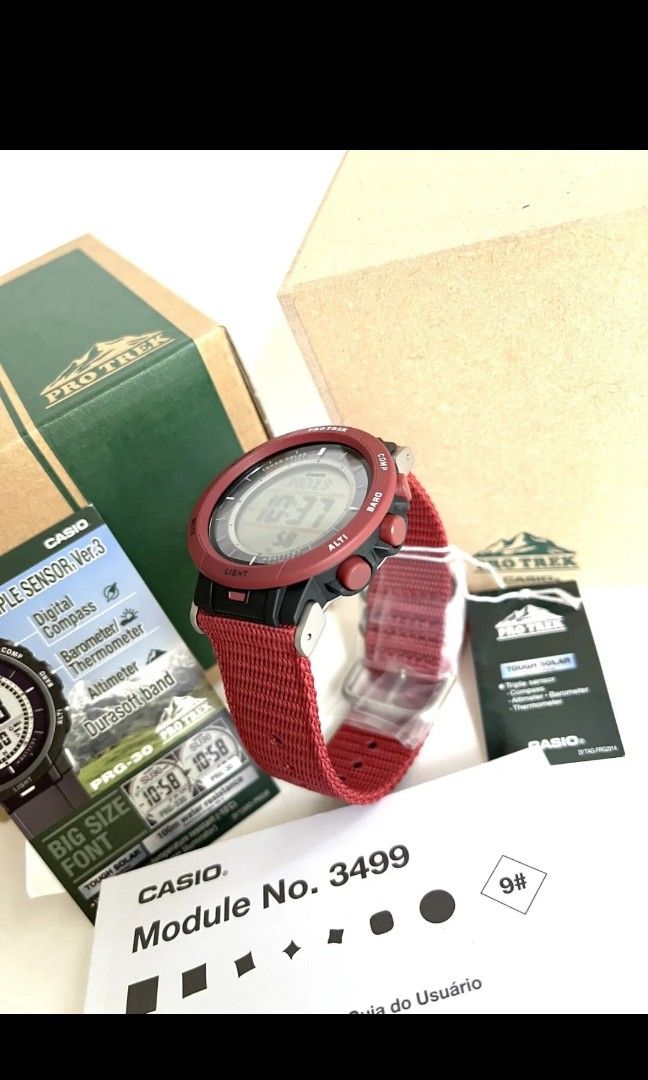 Casio Pro-Trek * PRG30B-4 Outdoor Gear Triple Sensor V3 Solar Red ...
