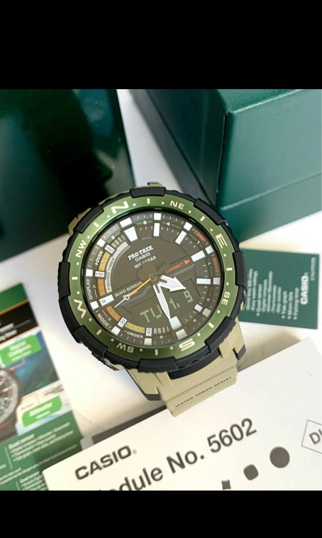 Casio Pro-Trek * PRTB70-5 Quad Sensor Bluetooth Smartlink Beige Resin ...