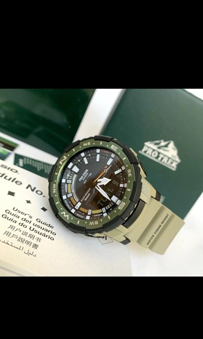 Casio Pro-Trek * PRTB70-5 Quad Sensor Bluetooth Smartlink Beige Resin ...