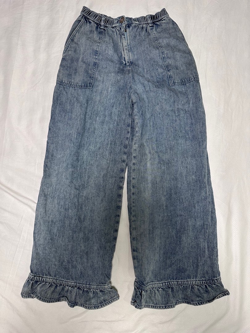 CHANEL | Ruffle Tip Wide Leg Jeans, Women's Fashion, Bottoms, Jeans on ...