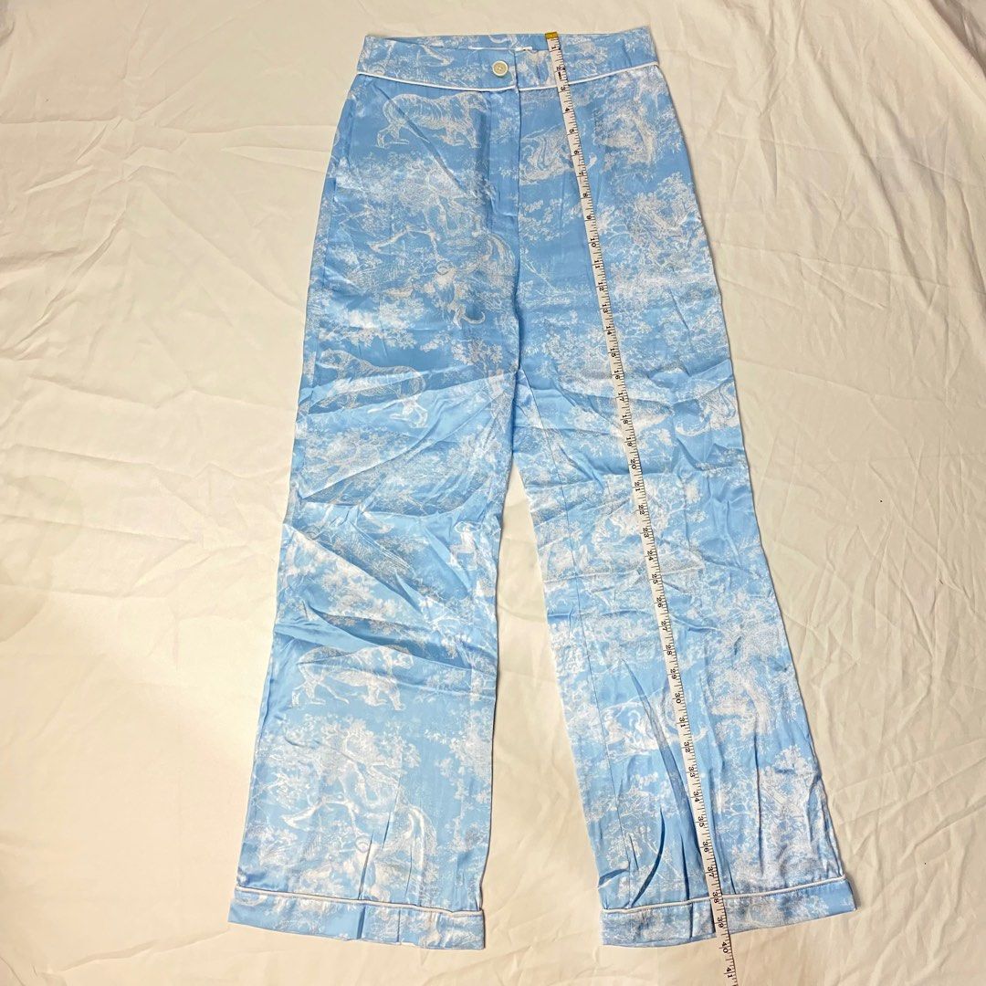 Christian Dior Chez Moi Pants Blue Silk Twill, Luxury, Apparel on Carousell