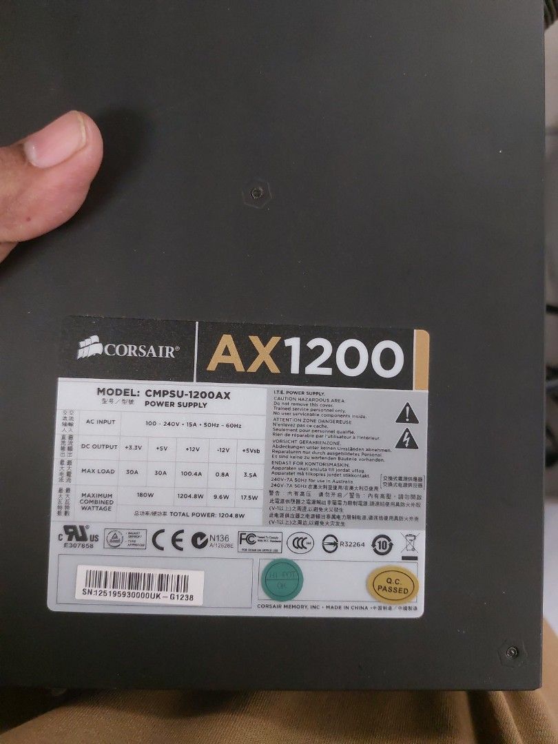 Corsair Professional Series AX1200 1200W PSU power supply ATX 2.31 ...