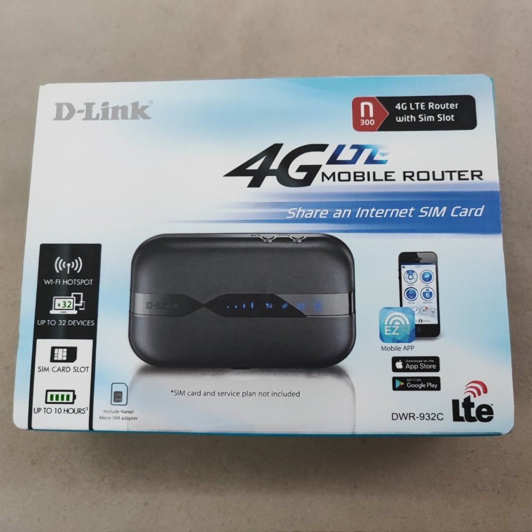 D-Link Pocket WiFi - DWR-932C-E1 N300 4G/LTE WiFi Mobile Modem Router ...