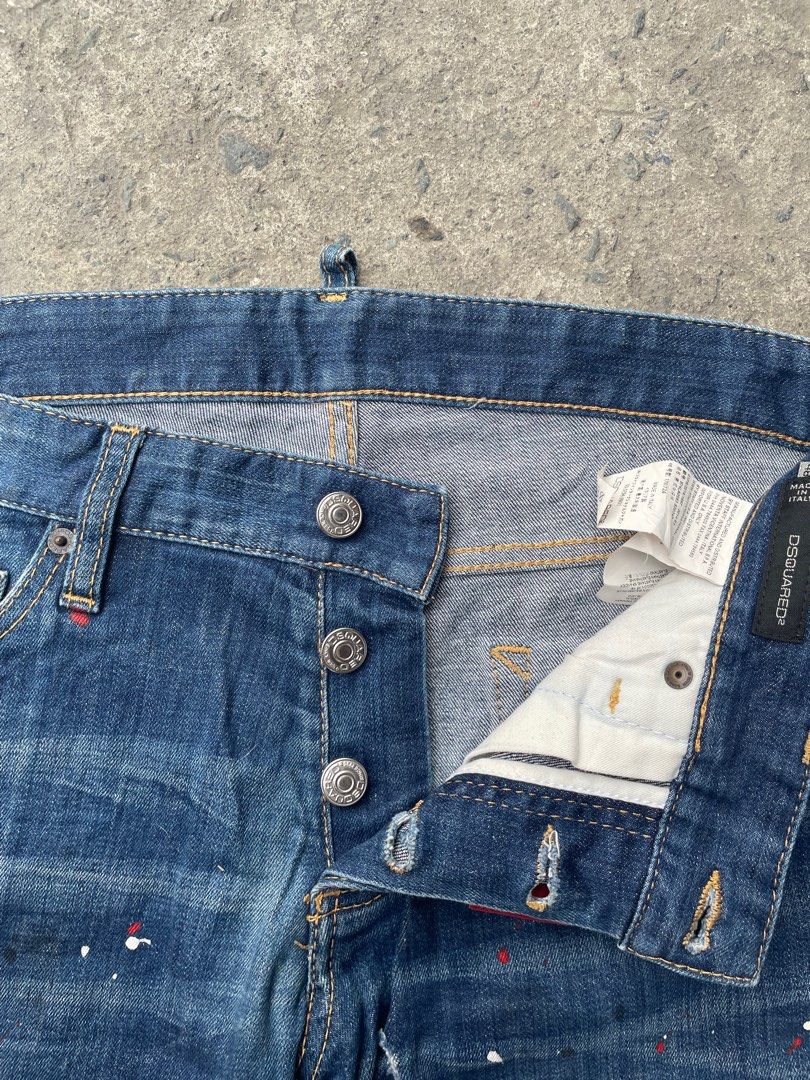 DSQUARED PAINT SPLATTER BUTTONFLY DENIM JEANS, Men's Fashion, Bottoms ...