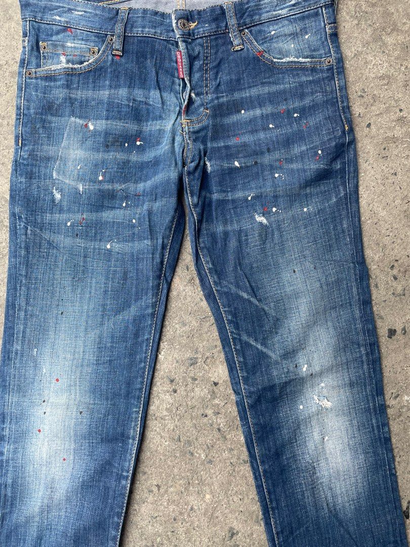 DSQUARED PAINT SPLATTER BUTTONFLY DENIM JEANS, Men's Fashion, Bottoms ...