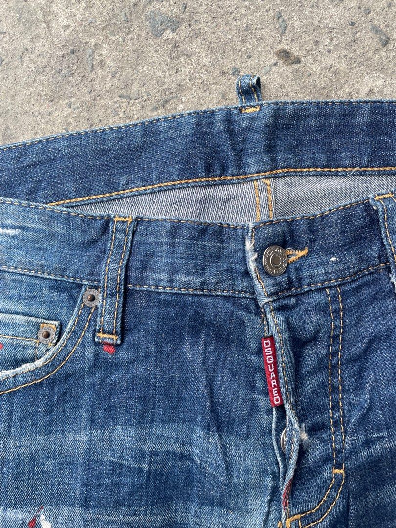DSQUARED PAINT SPLATTER BUTTONFLY DENIM JEANS, Men's Fashion, Bottoms ...