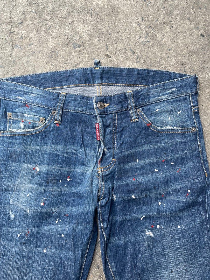 DSQUARED PAINT SPLATTER BUTTONFLY DENIM JEANS, Men's Fashion, Bottoms ...