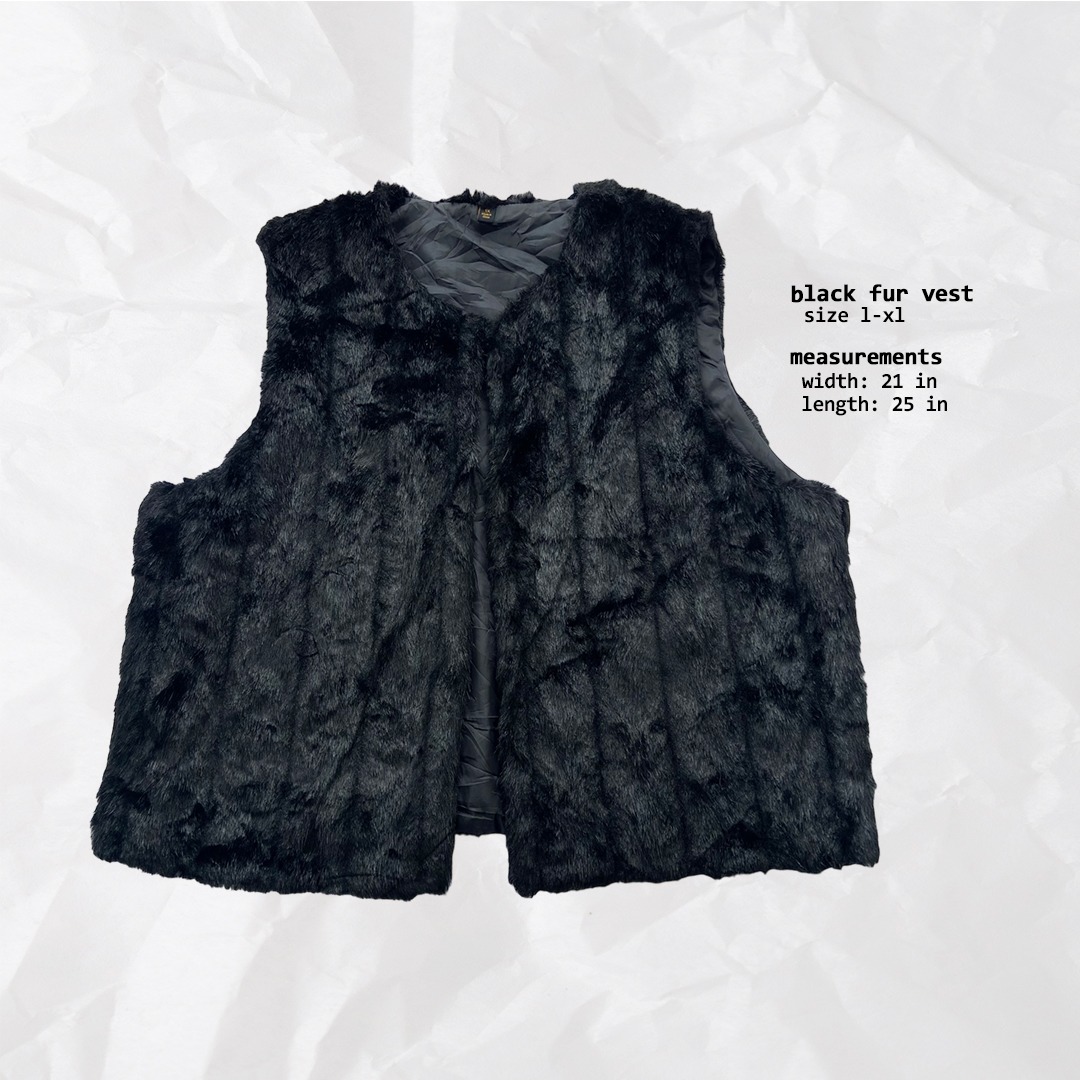 emo gyaru black fur vest, Women's Fashion, Tops, Others Tops on Carousell
