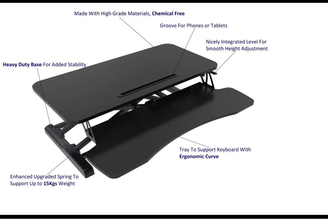 FLIGHT Sit Stand Desk Height Adjustable Desk, Furniture & Home Living ...