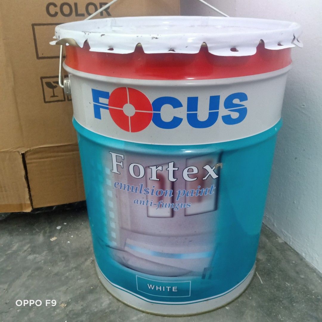 FOCUS FORTEX WHITE PAINT 20L, Furniture & Home Living, Home Decor ...