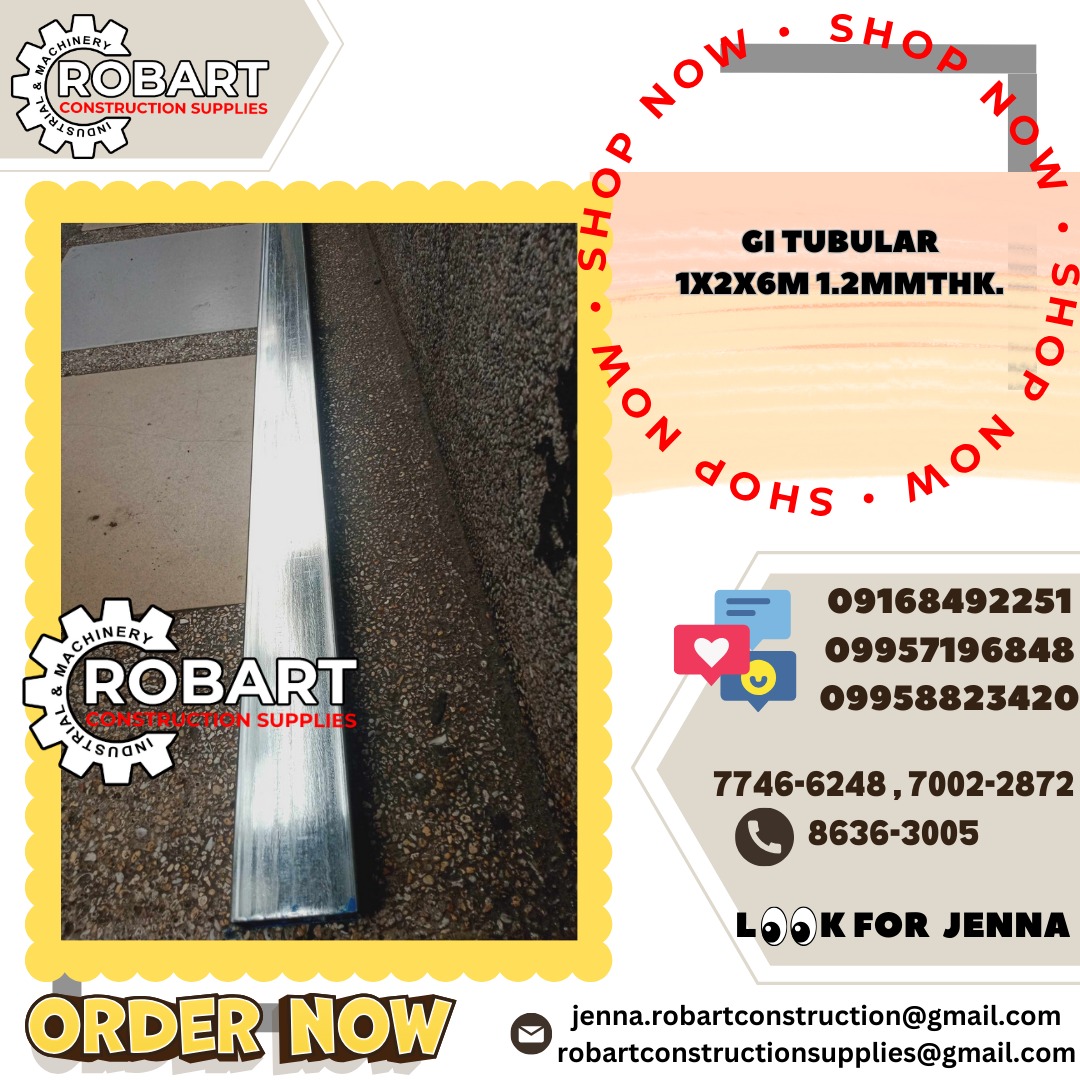 gi tubular 1x2x6m 1.2mmthk., Commercial & Industrial, Construction ...