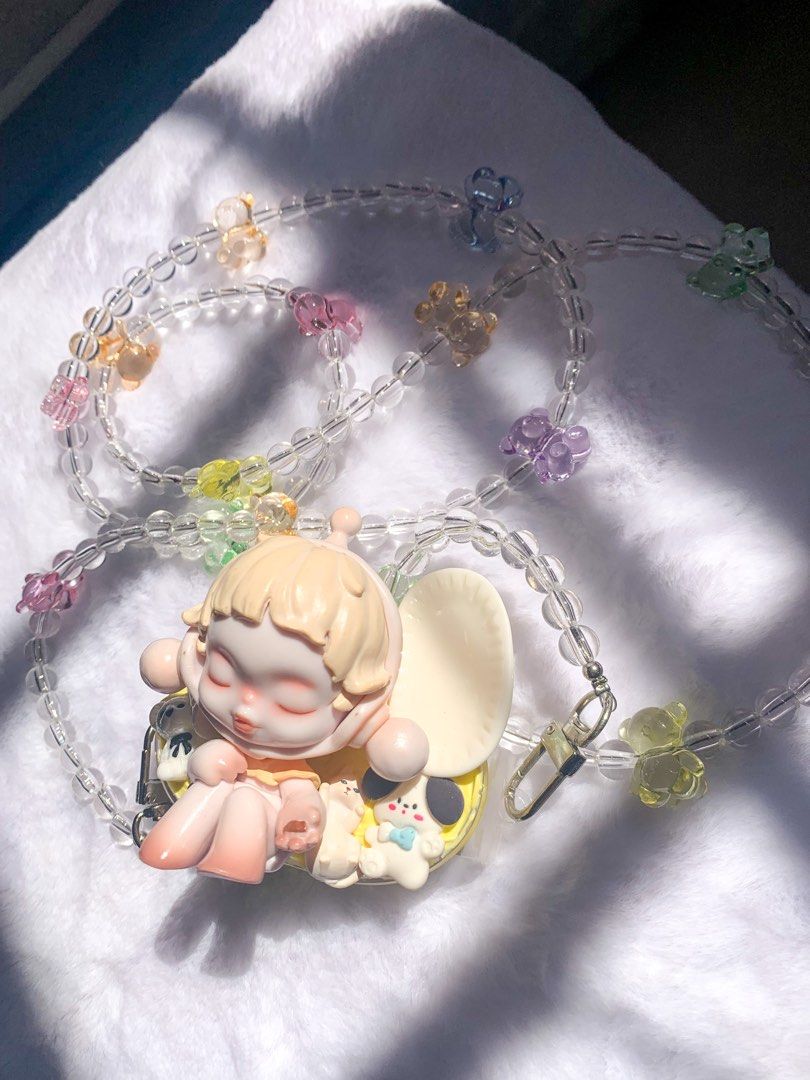 [Popmart Inspired] Handphone back clip customised long strap, Hobbies ...