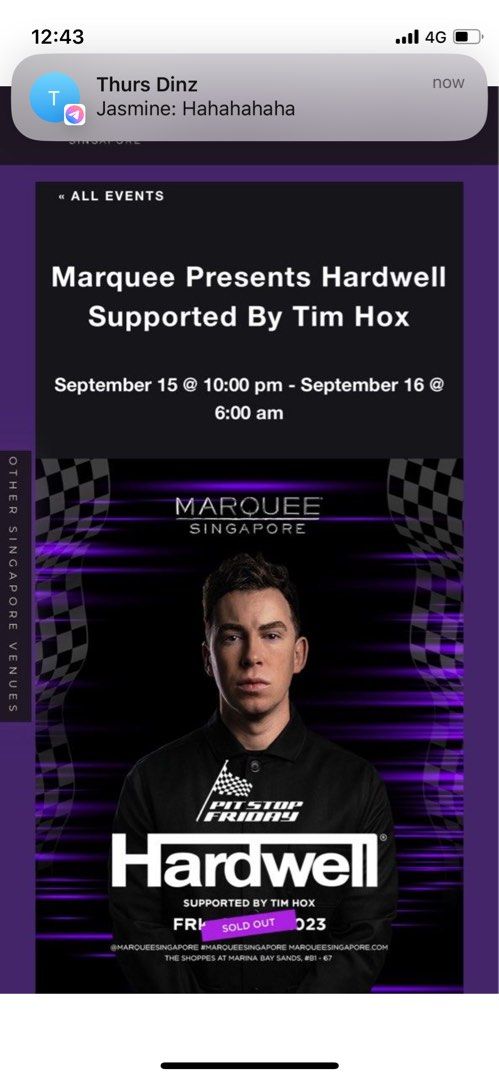 Hardwell marquee ticket 15 sept, Tickets & Vouchers, Event Tickets on ...
