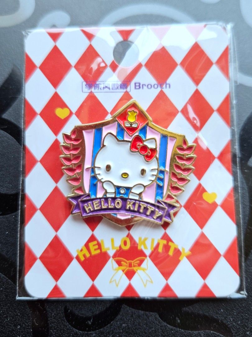 Sanrio Hello Kitty school crest enamel pin badge pin, Hobbies & Toys ...
