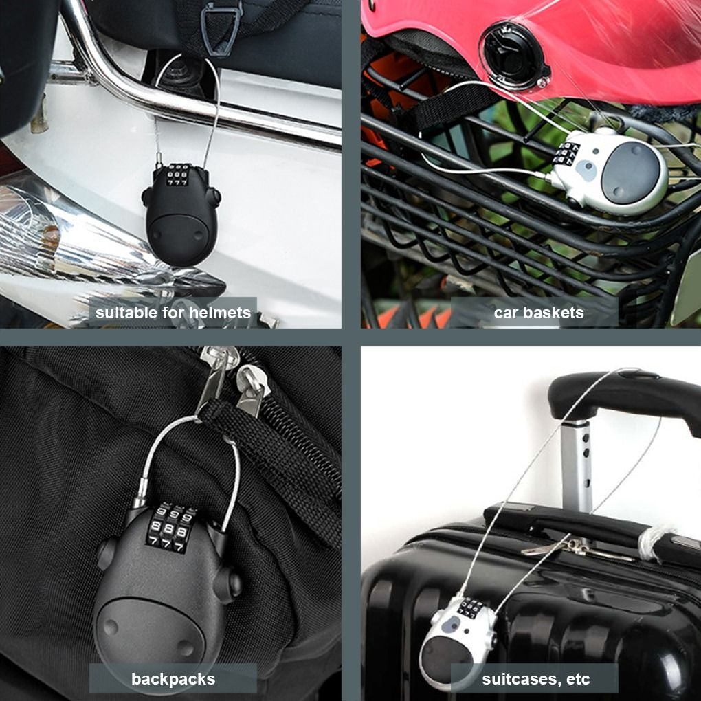 Helmet Coded Lock Telescopic Steel Cable Motorbike Combination Padlock ...