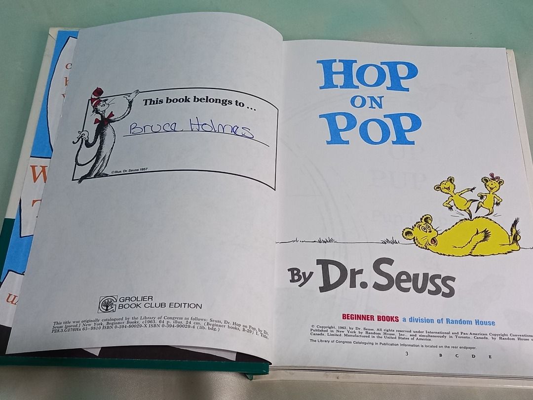 Hop On Pop By Dr. Seuss The Simplest Seuss For Youngest Use Hardbound ...