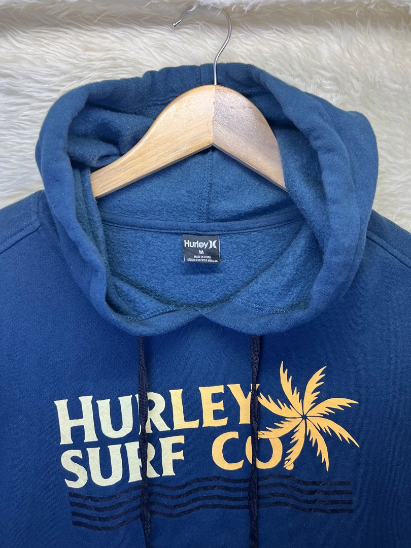 Hurley Hoodie Jacket Mens fleece lined blue hoody Medium on tag fit to ...