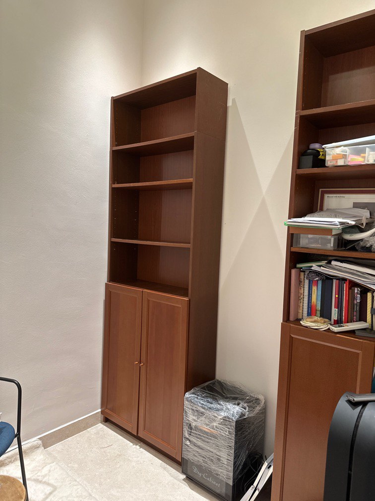 IKEA Billy Oxberg Bookcase Cabinet with Doors and Shelf Extender ...