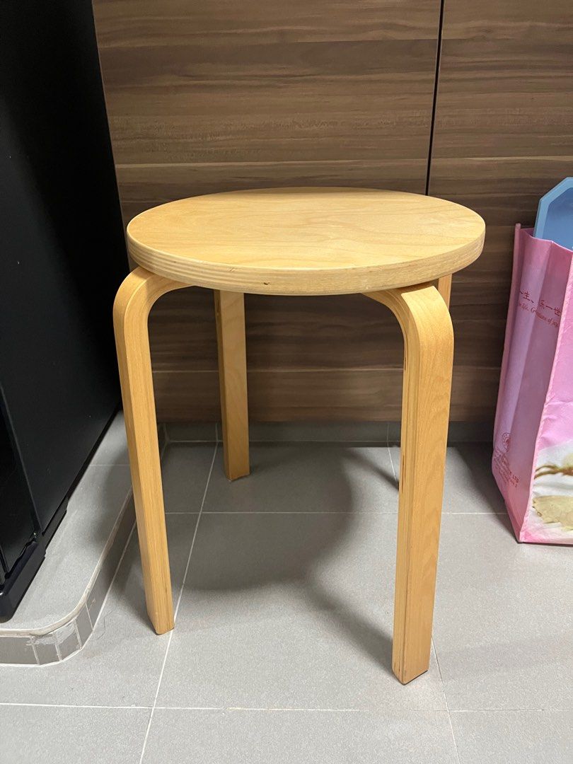 IKEA wooden stool, Furniture & Home Living, Furniture, Chairs on Carousell