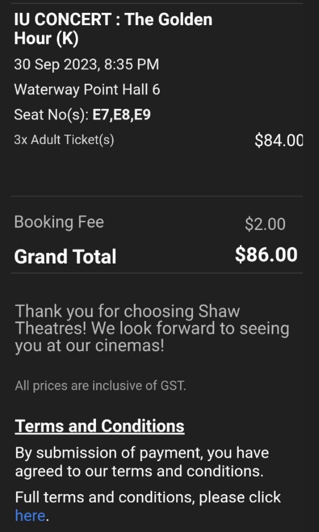 IU CONCERT THE GOLDEN HOUR :SHAW THEATRE WATERWAY POINT, Tickets ...