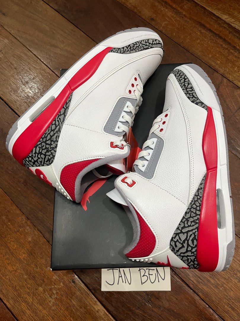 Jordan 3 Fire Red, Men's Fashion, Footwear, Sneakers on Carousell