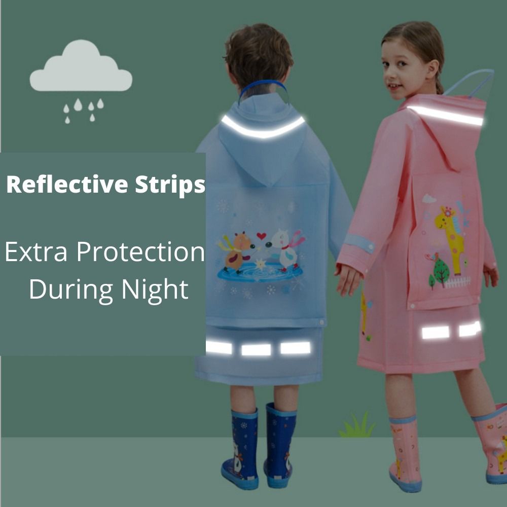 Kids Children Raincoat Suit for Girls Boys Waterproof Hooded Cartoon Rain coat with Bag ...