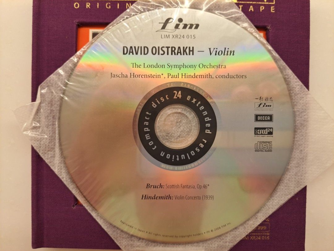 Lasting Impression Music, LIM XR24 015. DAVID OISTRAKH Bruch - Scottish Fantasia; Hindemith ...