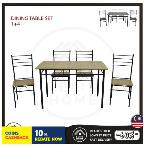 LEXIS L120cm Wooden Dining Table Set (1+4) Modern Simple Style ...