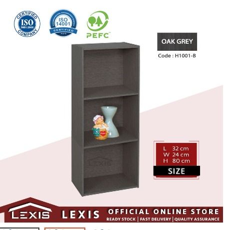 LEXIS Multi-Sizes Wooden Board Storage Box Cabinet Book Shelf Space ...