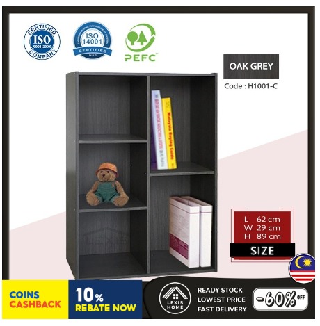 LEXIS Multi-Sizes Wooden Board Storage Box Cabinet Book Shelf Space ...