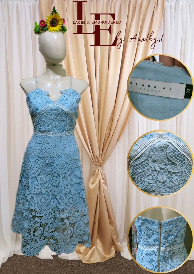 Light Blue Lace A-line Dress, Women's Fashion, Dresses & Sets, Dresses ...