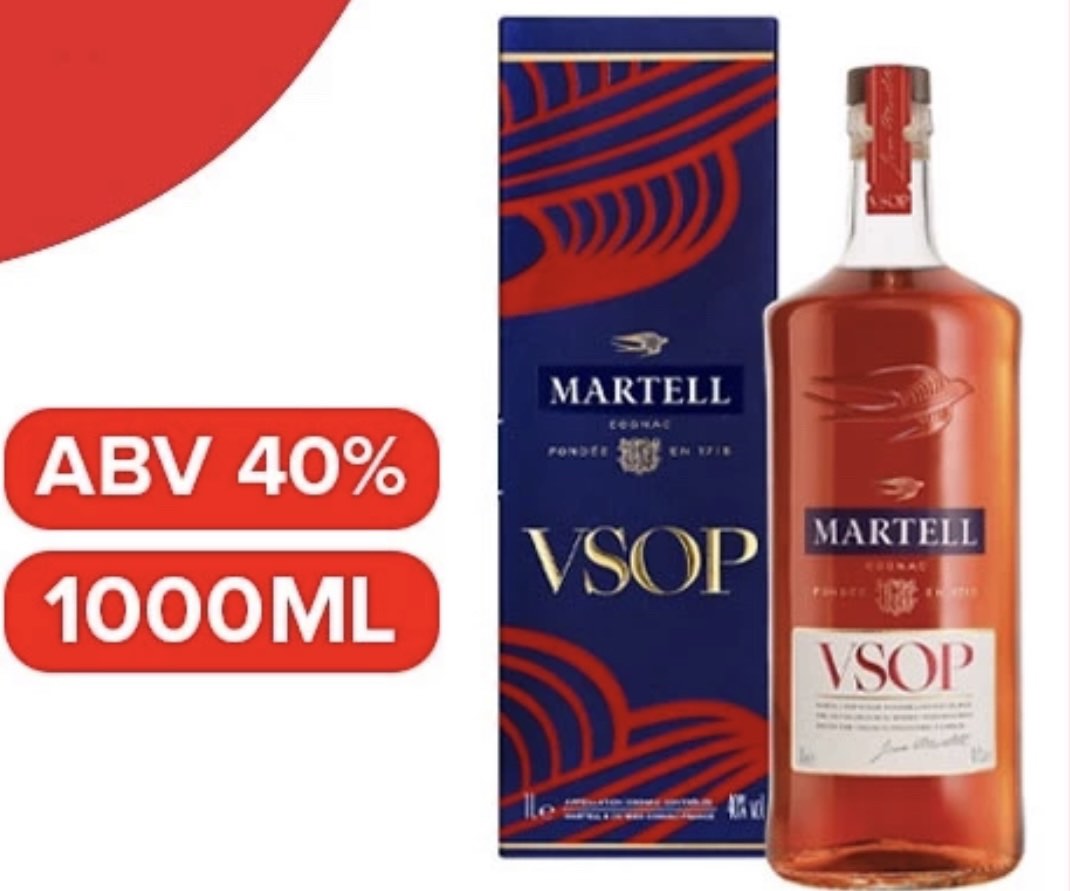 Martell Vsop 1 Liter, Food & Drinks, Alcoholic Beverages on Carousell