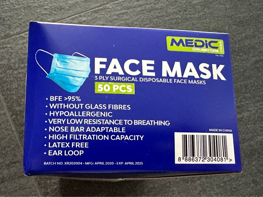 Medic Surgical Face Masks 3 Ply, Health & Nutrition, Face Masks & Face ...