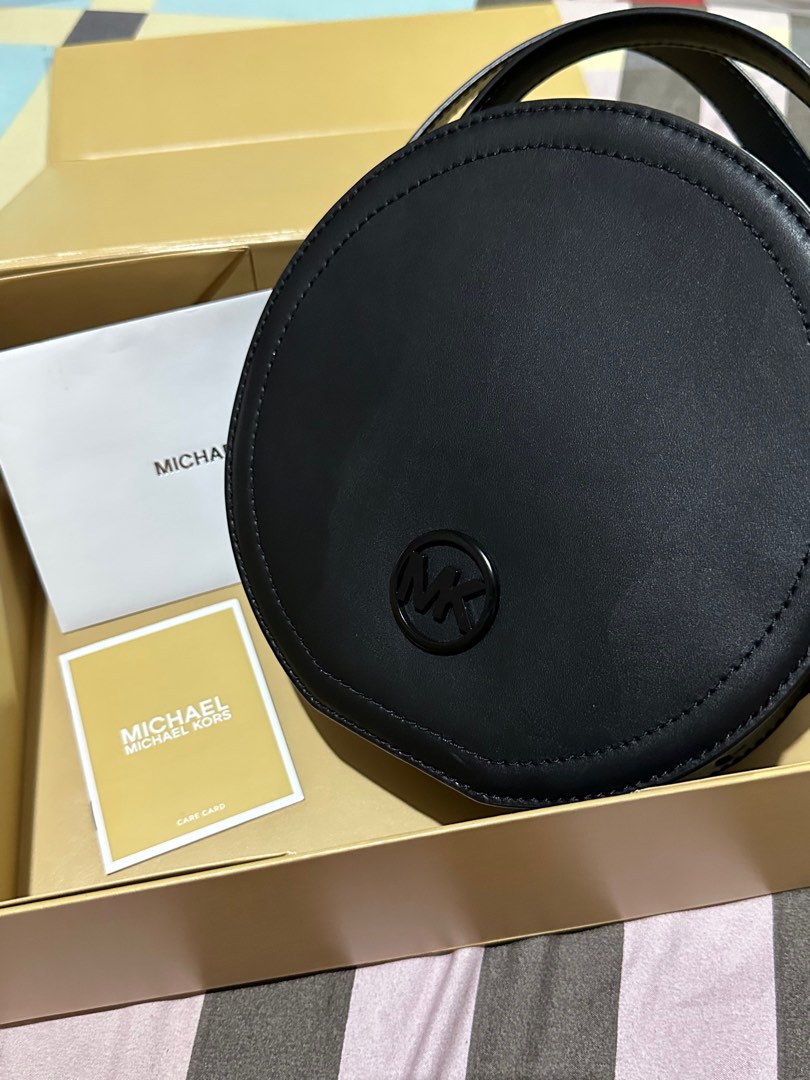 Michael Kors Aidy Black Leather, Luxury, Bags & Wallets on Carousell