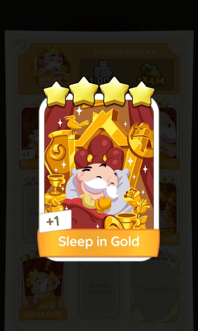 Monopoly Go 4 star Sticker 'Sleep In Gold', Video Gaming, Gaming ...