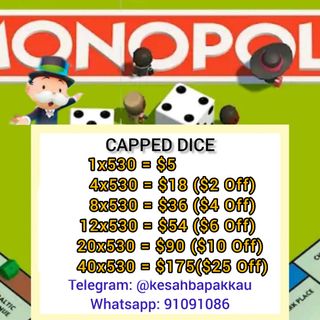 Monopoly Go Capped Dice, Hobbies & Toys, Toys & Games on Carousell