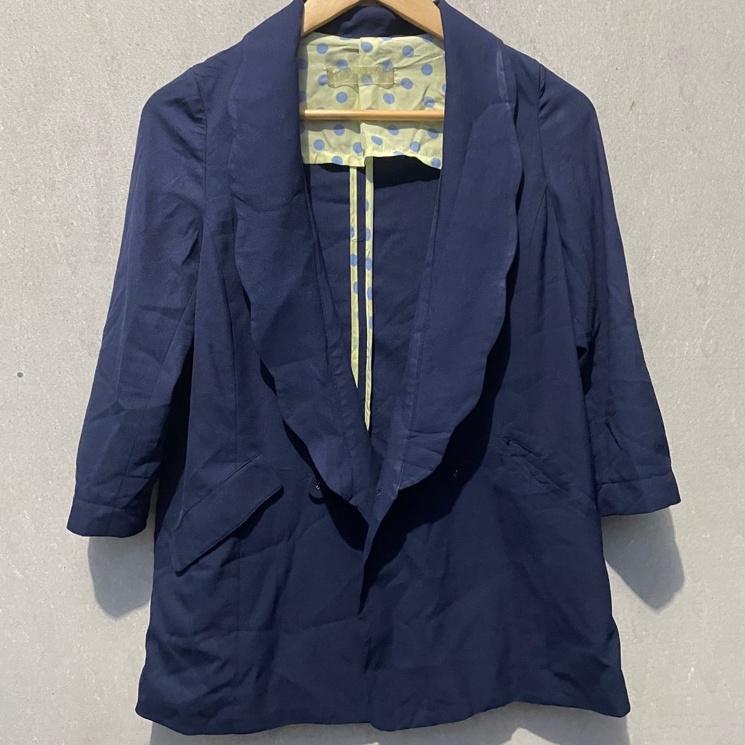 Navy Dark Blue Blazer, Women's Fashion, Coats, Jackets and Outerwear on Carousell