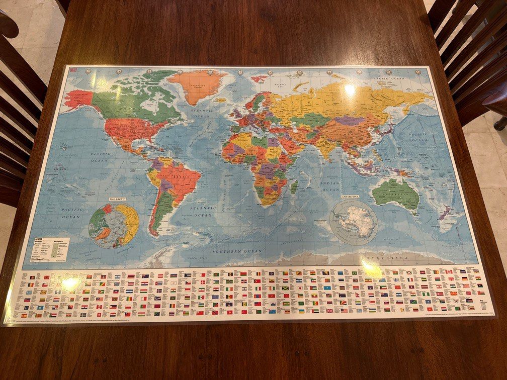 laminated world maps for the walls