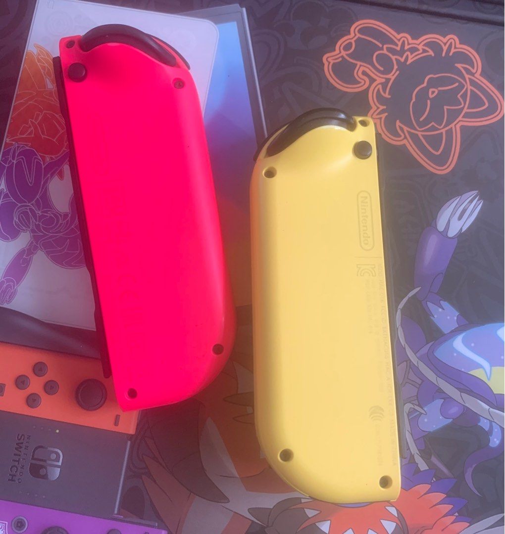 Nintendo Switch Joycon pink yellow, Video Gaming, Gaming Accessories ...