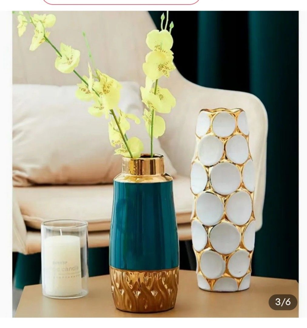 Nordic Tall Ceramics Vase Desktop Decorative Modern Simple Living Room ...