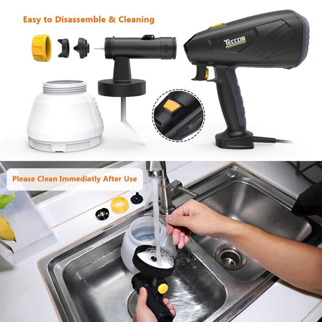 Paint Sprayer, TECCPO 500 Watts 800ml/min HVLP Home Electric Spray Gun ...