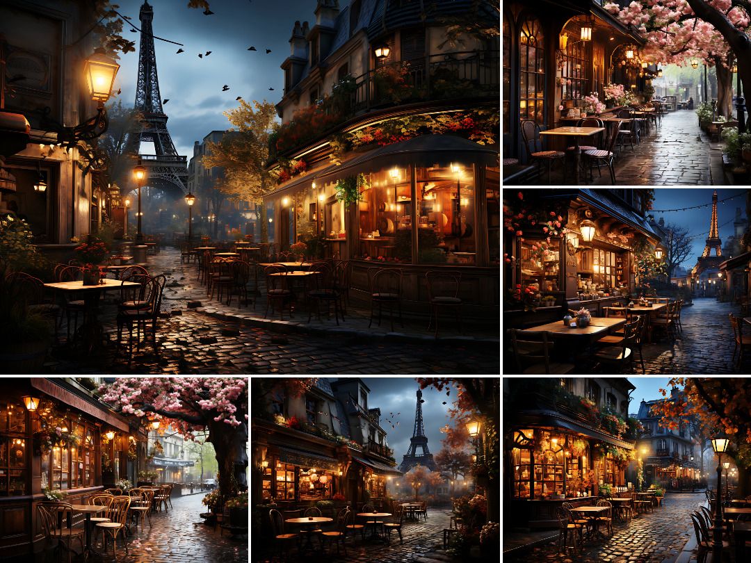 Paris Cafe Digital Backdrop 24 JPG Photography Background Overlay ...