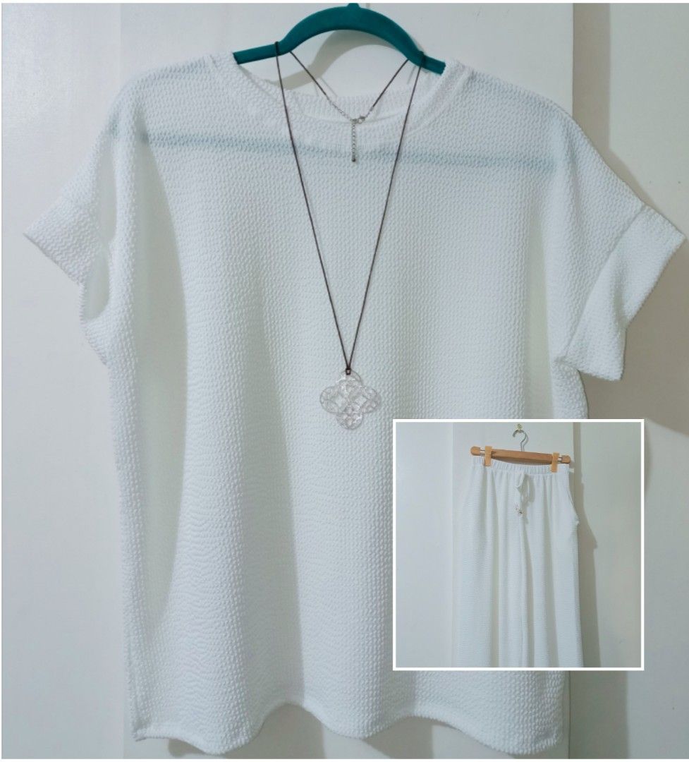 Plain White Plus Size Coords with 2 Pockets, Women's Fashion, Dresses ...