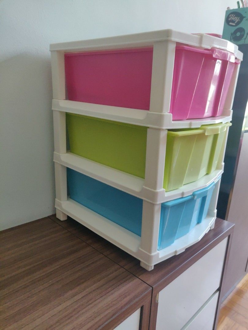 Plastic Drawers Storage box 3 Tier, Furniture & Home Living, Furniture ...