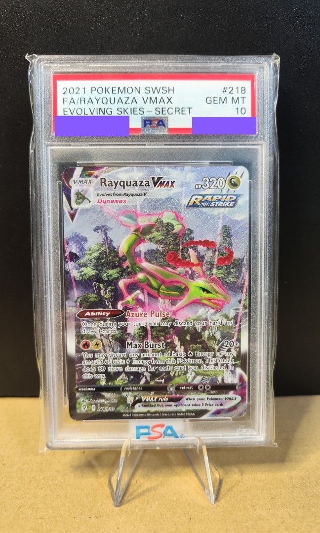 Pokemon PSA 10 Rayquaza Vmax Alternate Art Alt Art Evolving Skies ...