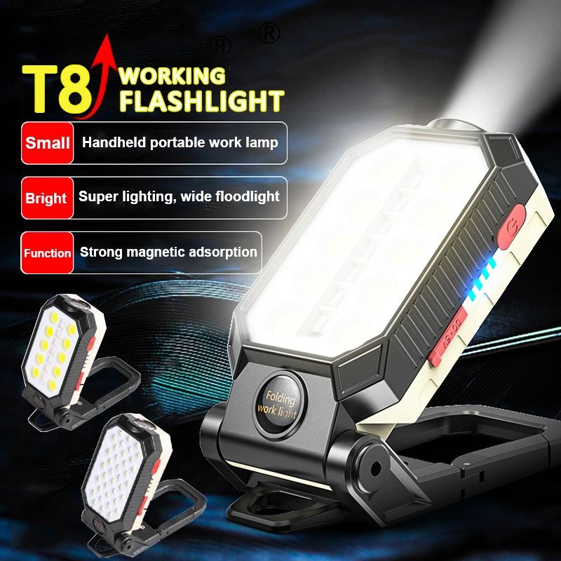 Portable Torchlight ultra bright Mini Foldable Clip Hook Work Light ...