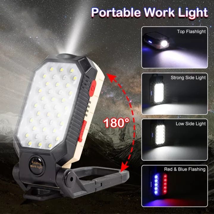 Portable Torchlight ultra bright Mini Foldable Clip Hook Work Light ...