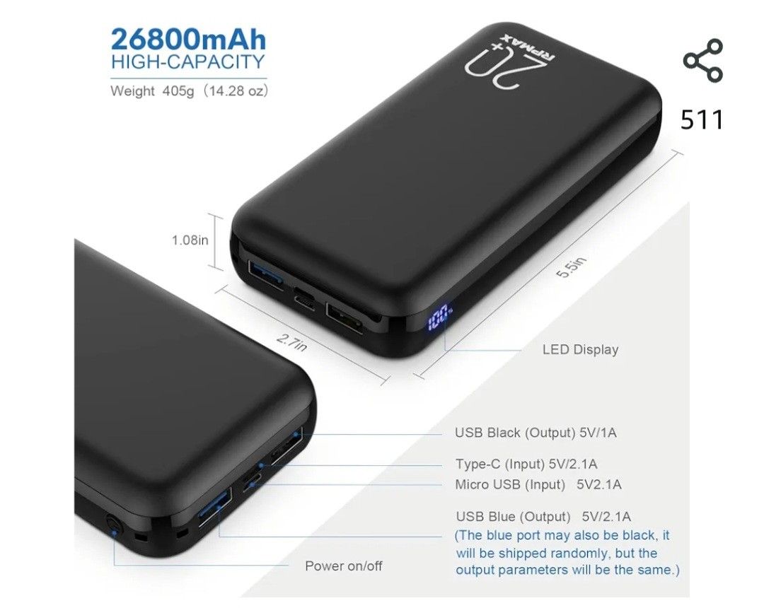 Power bank rpmax 28000, Mobile Phones & Gadgets, Mobile & Gadget ...