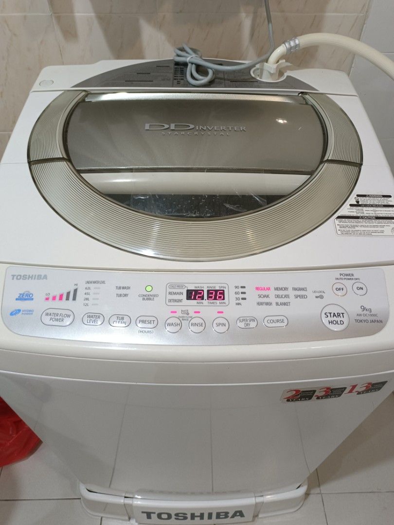 Preloved Toshiba DD inverter Washing Machine 9kg, TV & Home Appliances, Washing Machines and ...